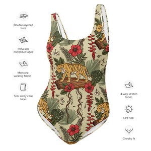 RETRO TIGER Tropical Swimsuit for Wild and Free Ladies, Safari Animal ...