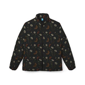 FALL Inspired Women Puffer Jacket With DAISIES & MOTH Print, Mystical ...