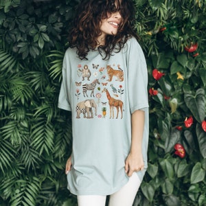 VINTAGE WILD ANIMALS Shirt, Jungle Animals Shirt With Tiger Elephant ...