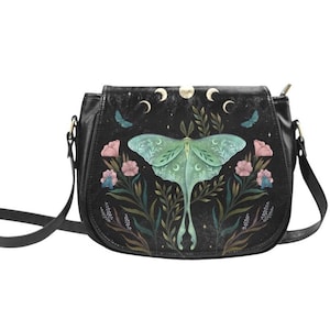LUNA MOTH Crossbody Saddle Bag, Celestial Butterfly Shoulder Bag, Vegan ...