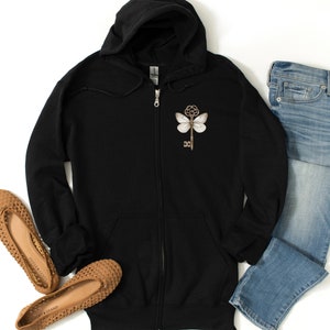 MYSTICAL WHITE OWL Full Zip up Hoodie, Magical Floral Snowy Owl Hoodie ...