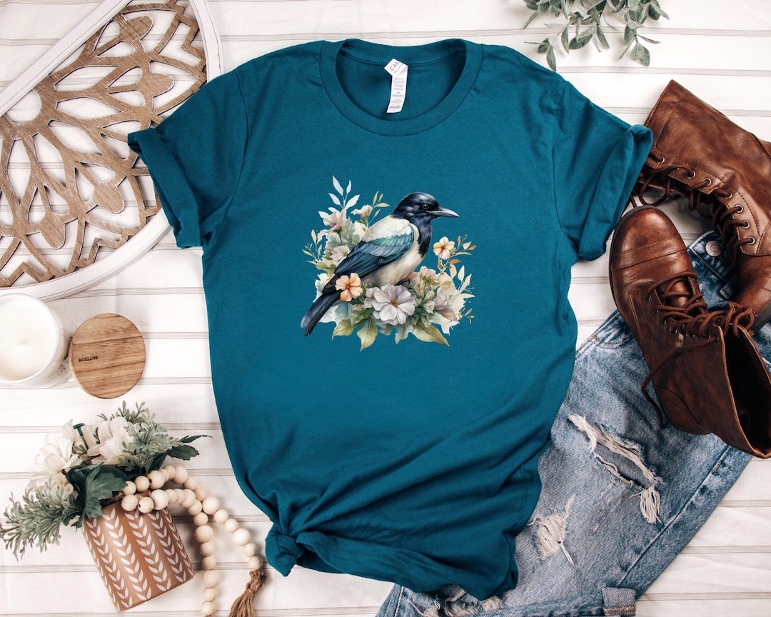 MAGPIE T-shirt, Forest Bird Shirt, Nature Inspired Shirt, Cottagecore ...