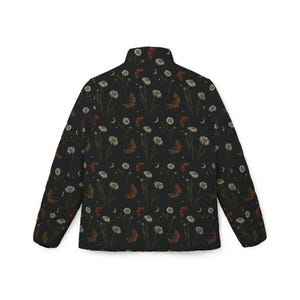 FALL Inspired Women Puffer Jacket With DAISIES & MOTH Print, Mystical ...