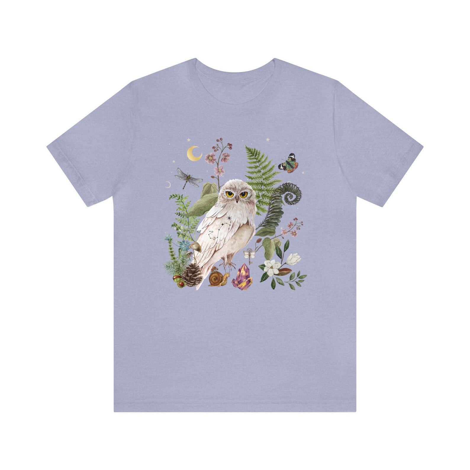MYSTICAL FLORAL White OWL Cottagecore T-shirt, Magical Snowy Owl Shirt ...