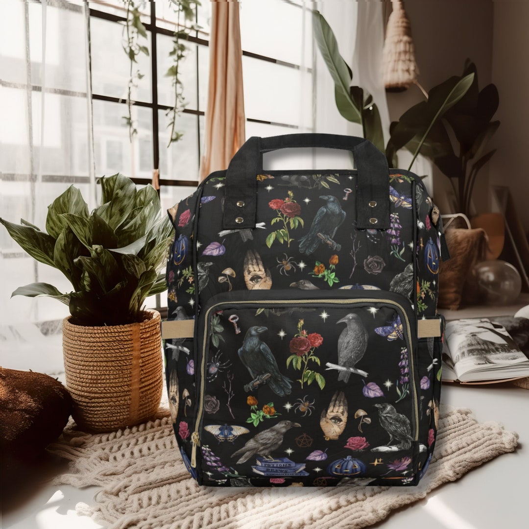 Vintage BLACK RAVEN and Crow Gothic Backpack for Witchy Mama Gift, Dead ...