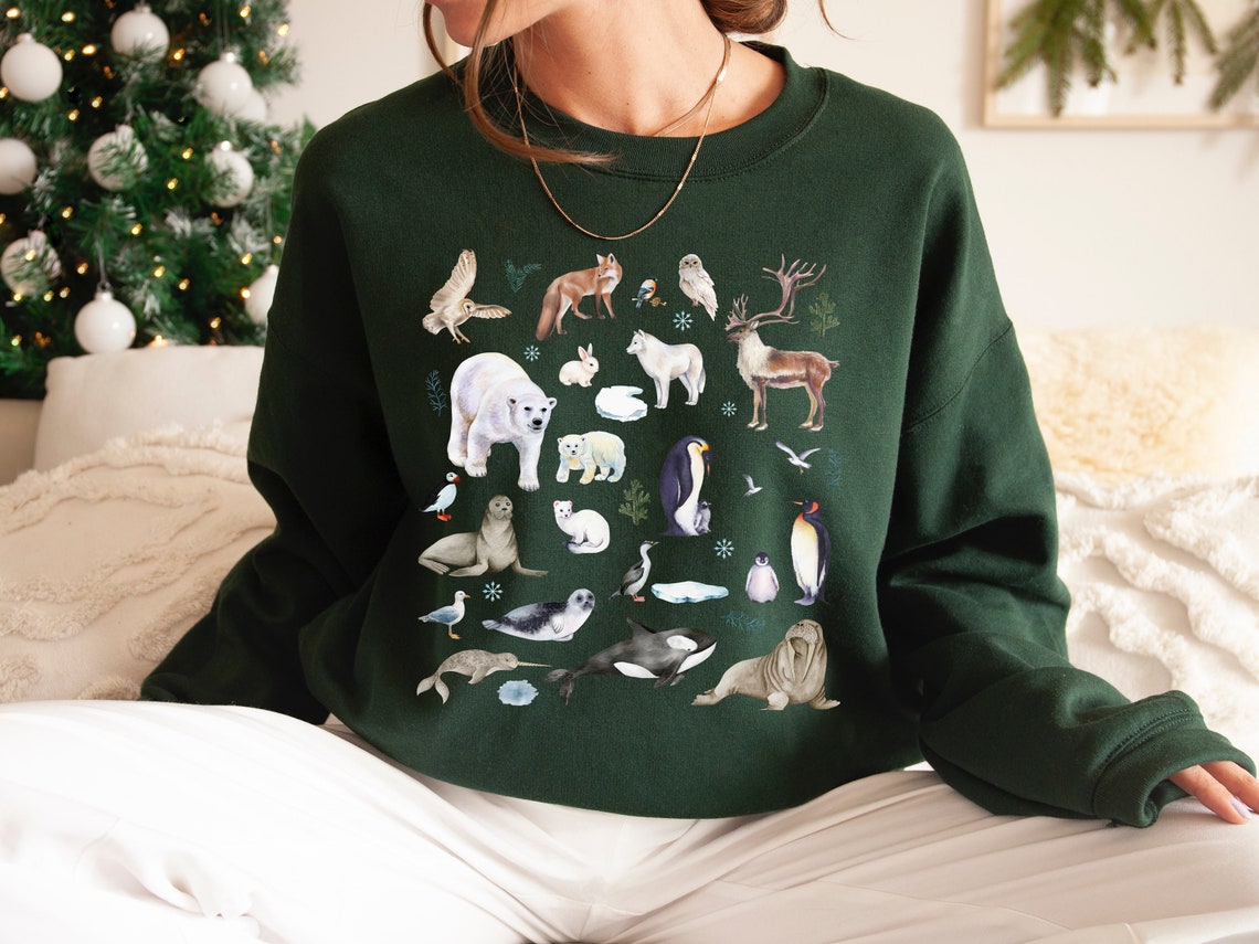 ARCTIC Animals SWEATSHIRT, Cottagecore Christmas Sweater, Warm Winter ...