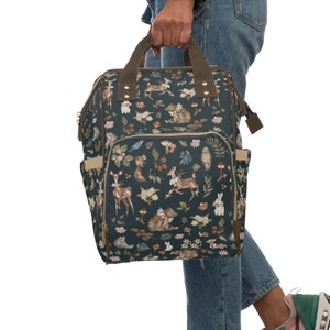 CUTE FOREST ANIMALS Diaper Backpack With Bear Deer Rabbit Owl Squirrel ...