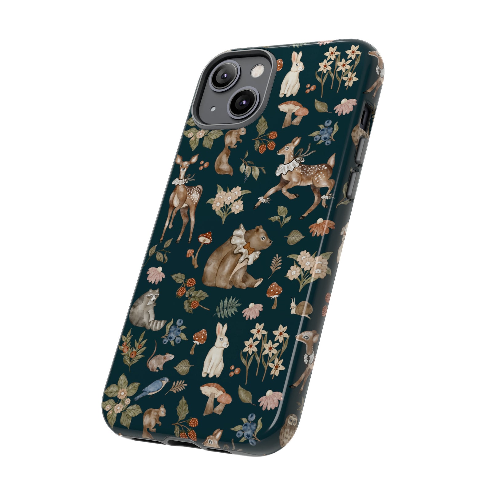 Cute Animals Tough Cell Phone Case With Bear Deer Rabbit Mushrooms ...