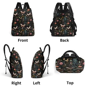 FLORAL BUTTERFLIES Vegan Leather Daypack Anti-theft Backpack, Mystical ...