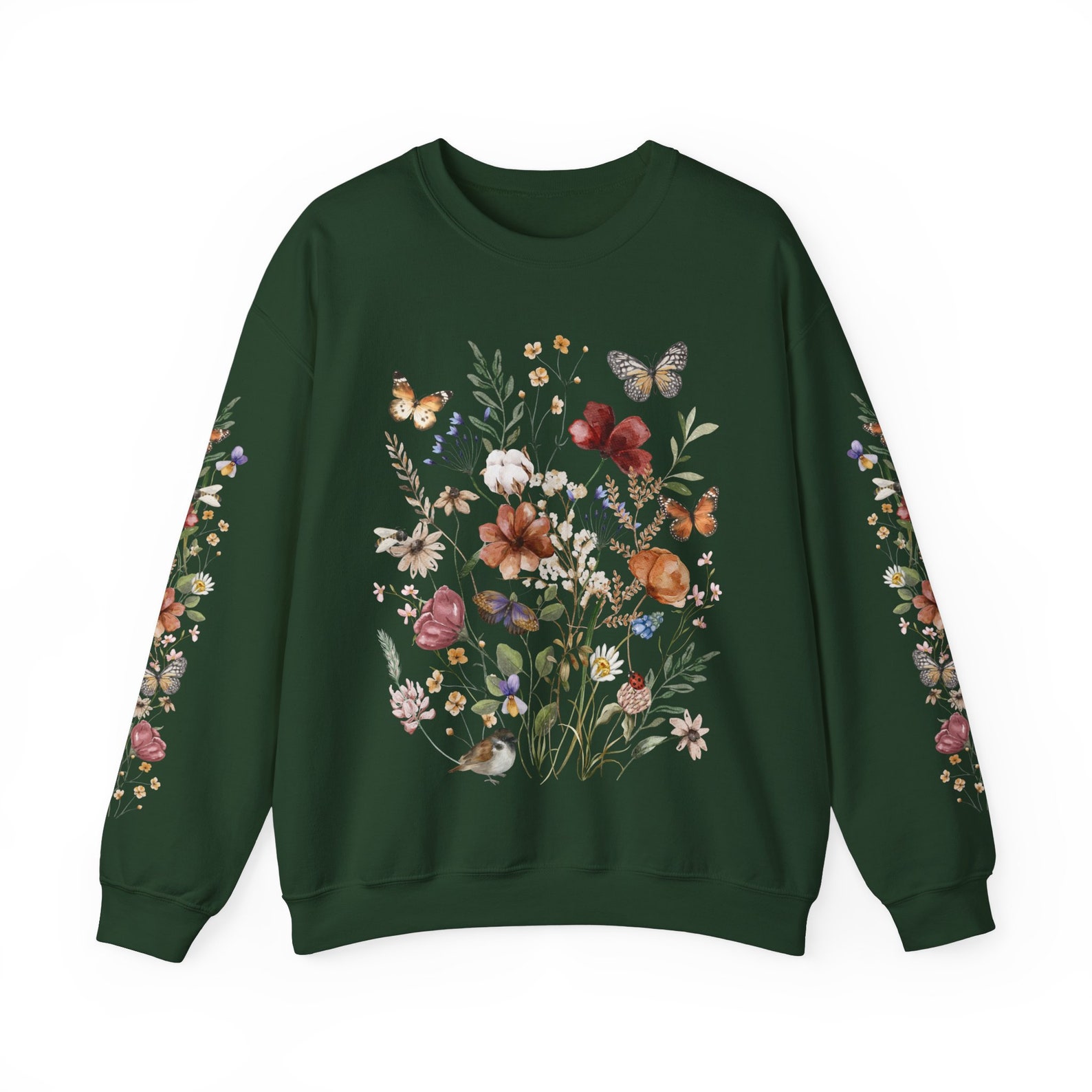 Cottagecore Floral Sweater With FRONT & SLEEVES Design, Boho Floral ...