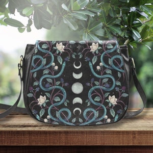 MOON SERPENT MYSTICAL Crossbody Saddle Bag, Whimsigoth Leather Bag ...