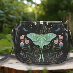 LUNA MOTH Crossbody Saddle Bag, Celestial Butterfly Shoulder Bag, Vegan ...