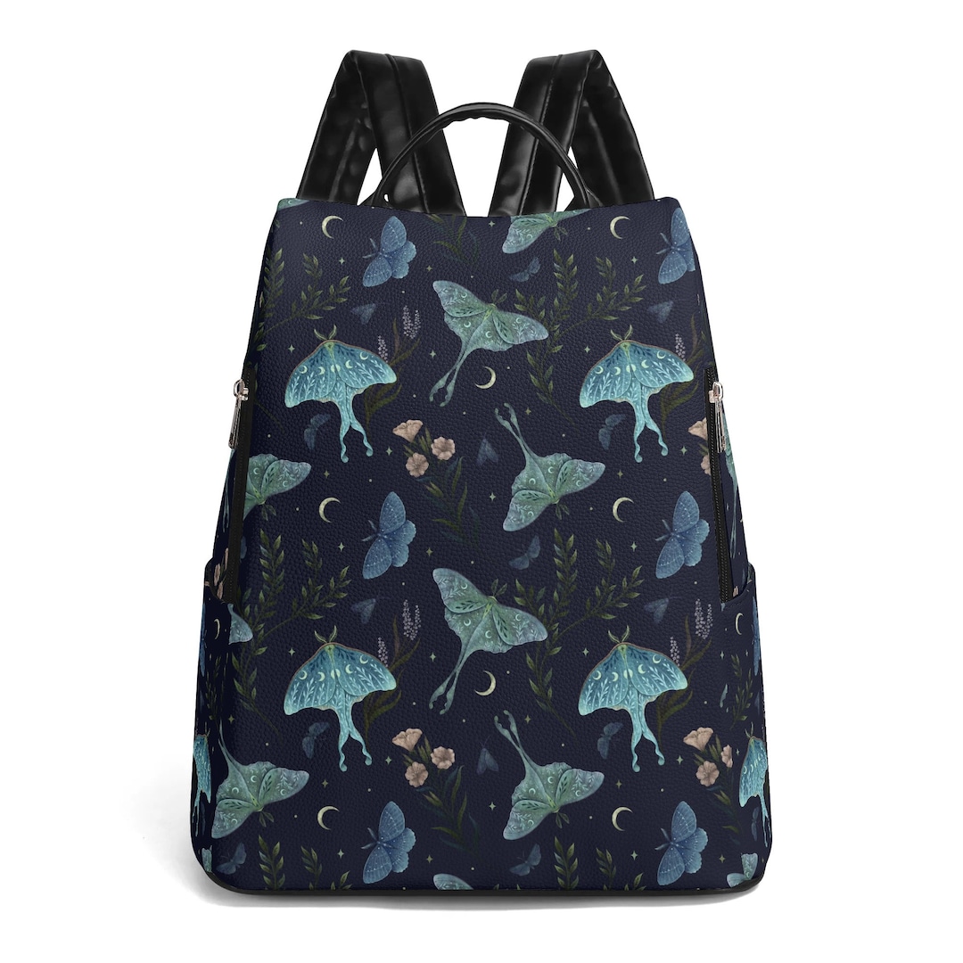 LUNA MOTH DANCE Vegan Leather Daypack Anti-theft Backpack, Mystical ...