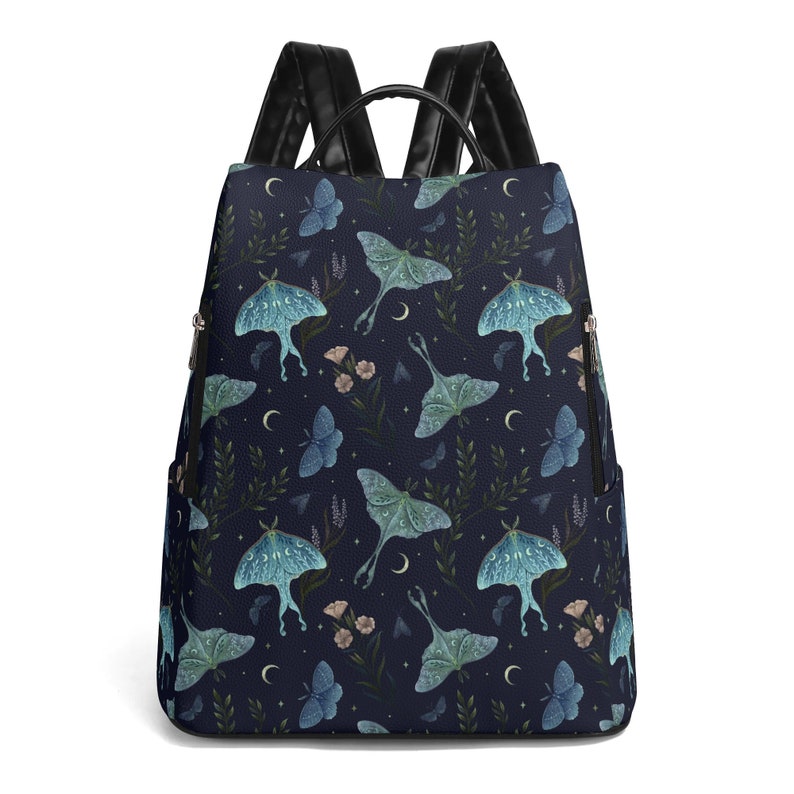 LUNA MOTH DANCE Vegan Leather Daypack Anti-theft Backpack, Mystical ...