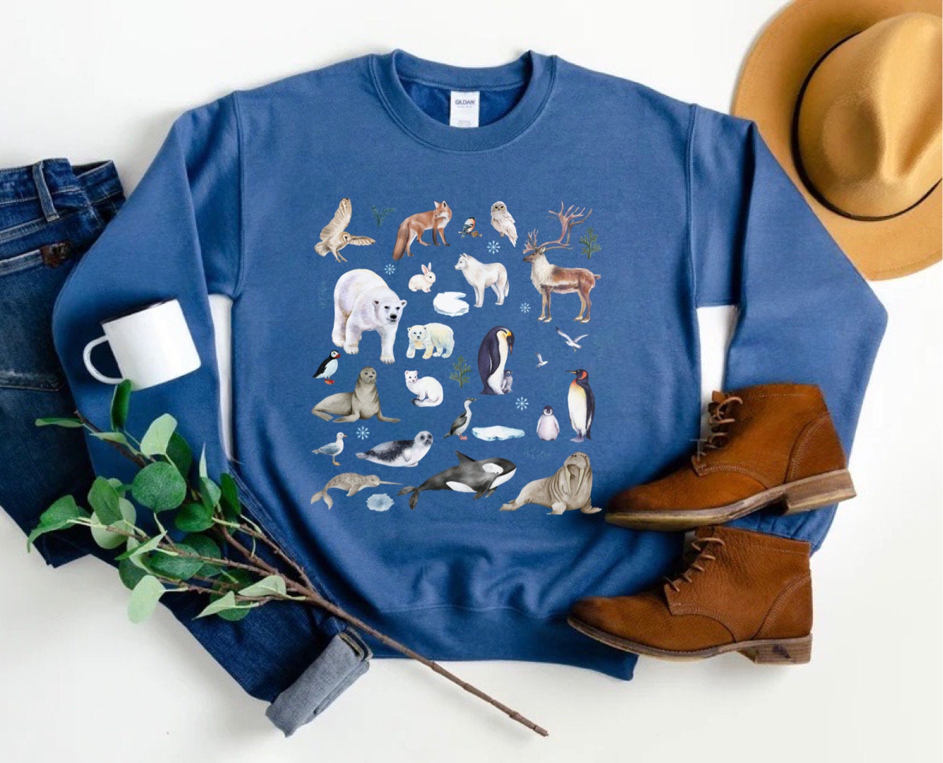 ARCTIC Animals SWEATSHIRT, Cottagecore Christmas Sweater, Warm Winter ...