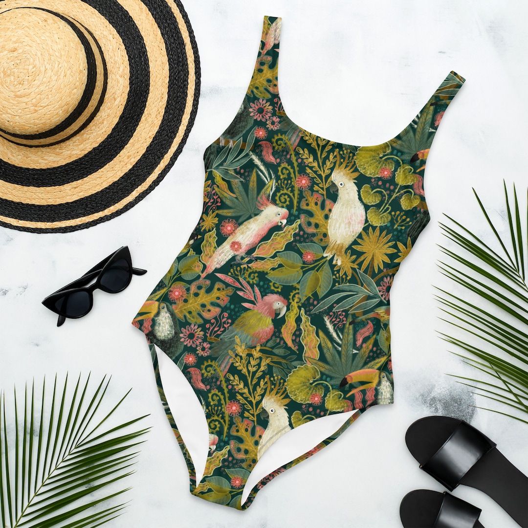 BOHEMIAN TROPICS One-piece Swimsuit for Ladies, Tropical Parrots ...