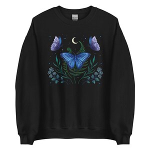 BLUE MORPHO BUTTERFLY by Episodic Drawing Sweatshirt, Floral Butterfly & Crescent Moon Shirt ...