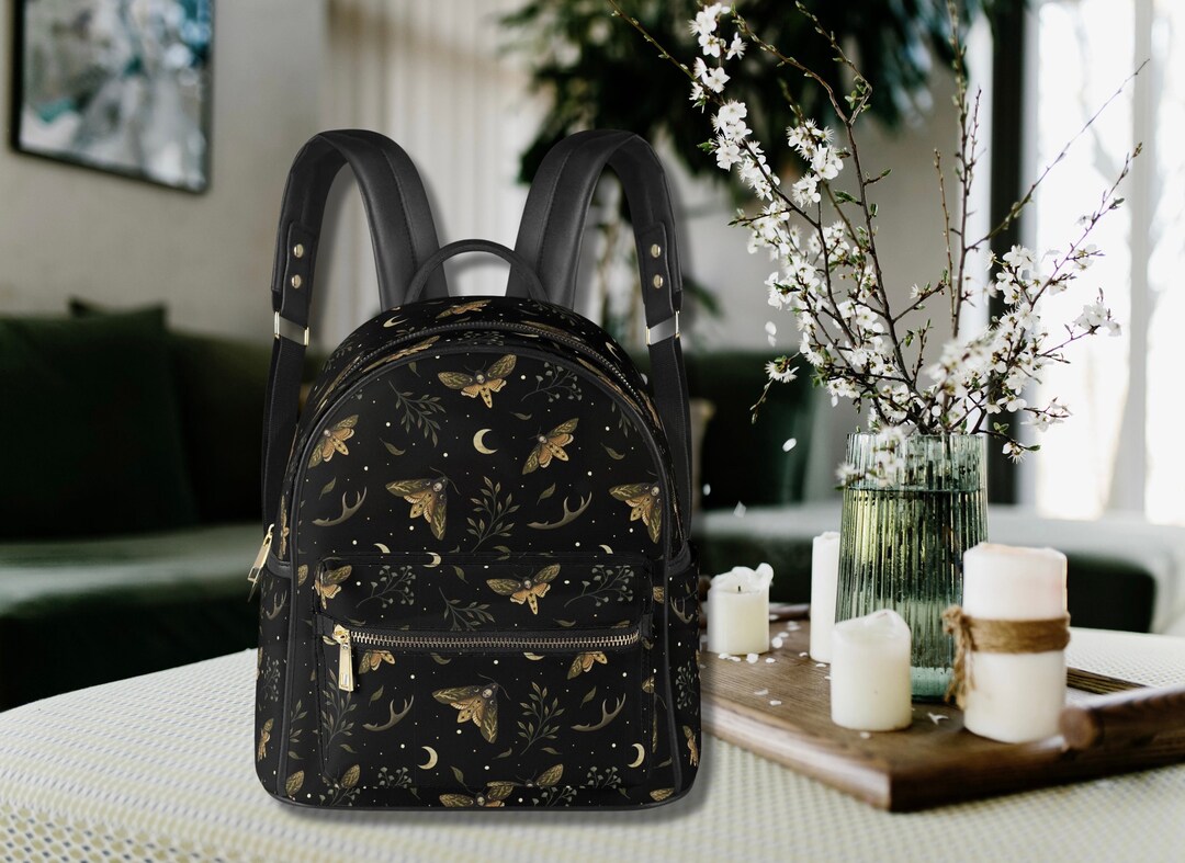 DEATH HEAD HAWKMOTH Small Vegan Leather Backpack, Mystical Moth and ...