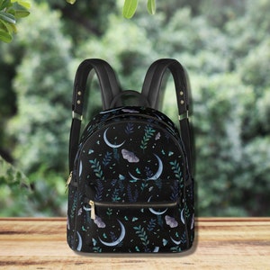 MAGICAL MOON & MOTH Small Backpack, Mystical Moonlit Garden Backpack ...