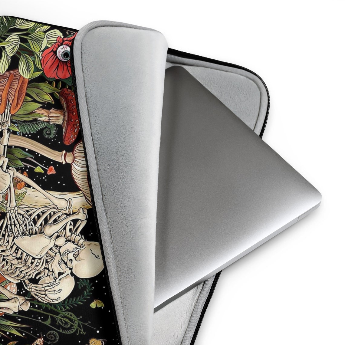ROMANTIC HALLOWEEN Laptop Sleeve With Skeleton Lovers & Mushrooms ...