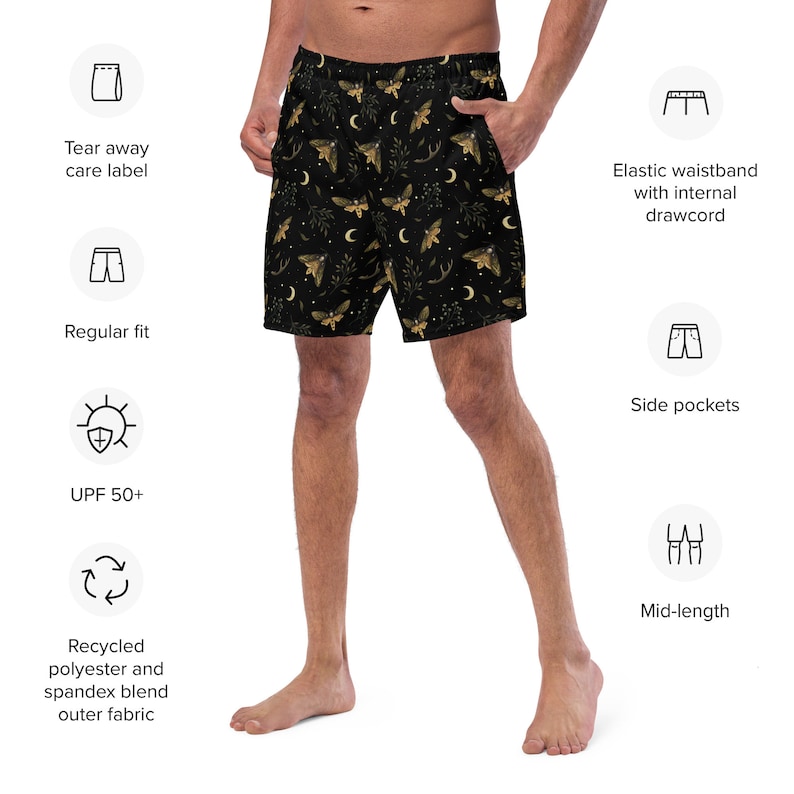DEATH HEAD HAWKMOTH Men's Swim Trunks, Gothic Swimwear, Mystical Moth ...
