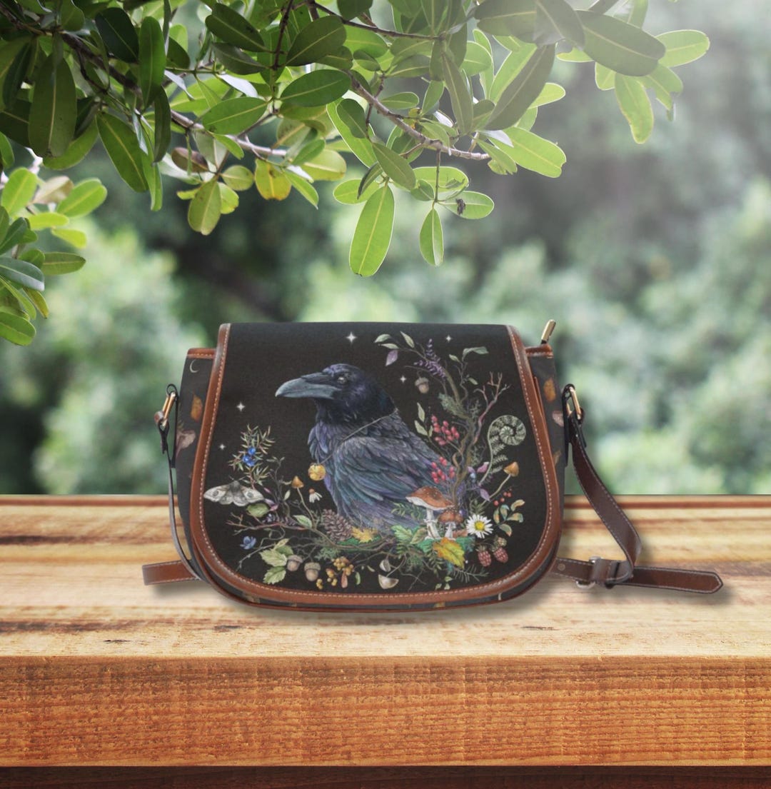 RAVEN Crossbody Saddle Bag, BLACK CROW Shoulder Bag, Witchy Woman Gift ...