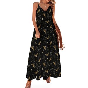 DEATH HEAD HAWKMOTH Maxi Dress, Moth & Moon Witchy Dress, Mystical Moth ...