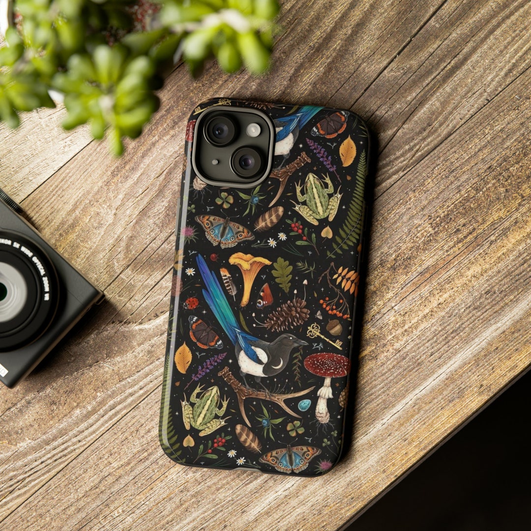 MAGPIE Bird Tough Cell Phone Case, Mystical Forest Smartphone Case With ...