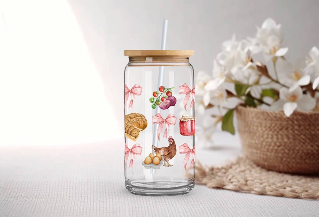 HOMESTEAD Sipper Glass, FARMCORE Glass Can, Chicken Glass Can, Coquette ...