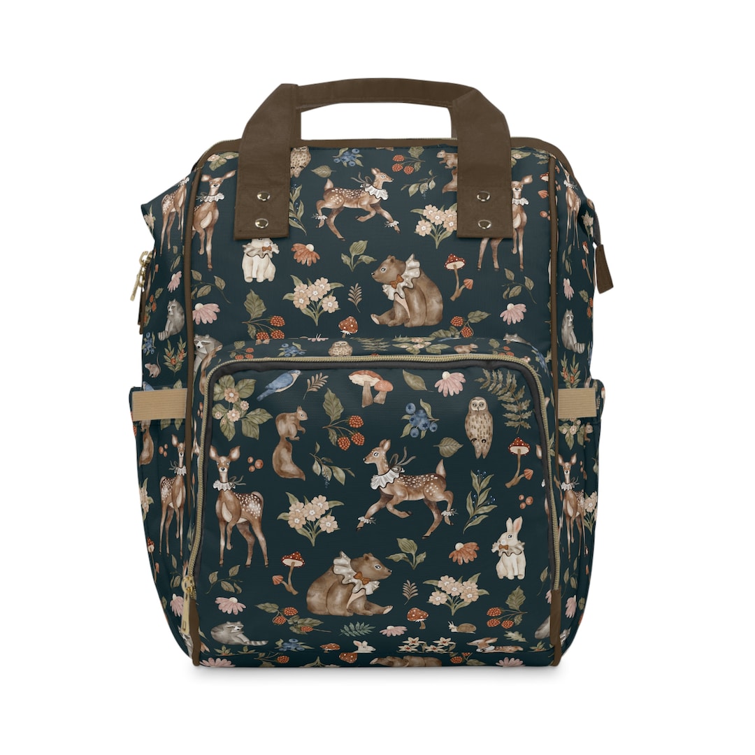 CUTE FOREST ANIMALS Diaper Backpack With Bear Deer Rabbit Owl Squirrel ...