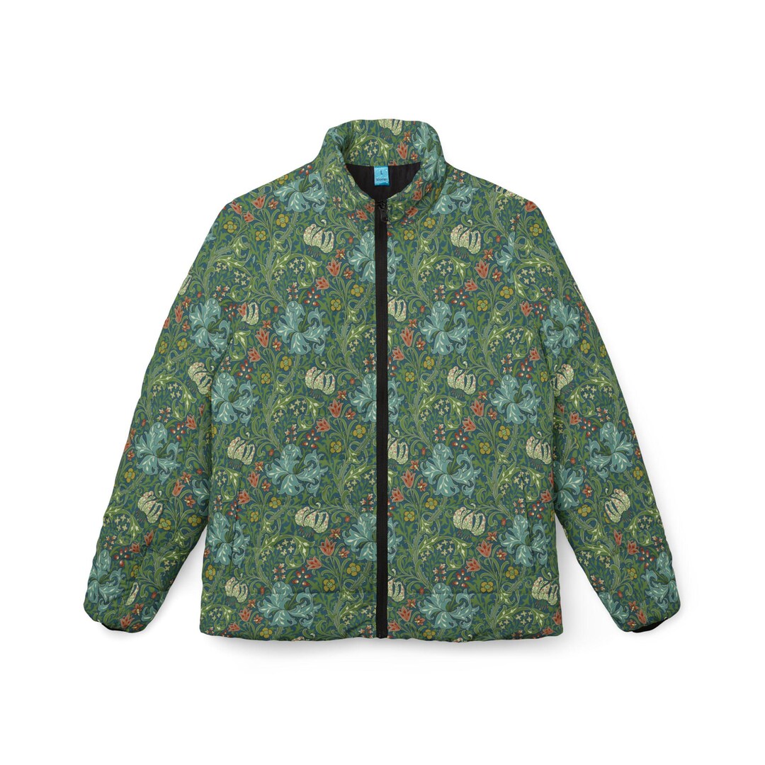 GOLDEN LILY William MORRIS Puffy Jacket, Boho Flowers Puffer ...