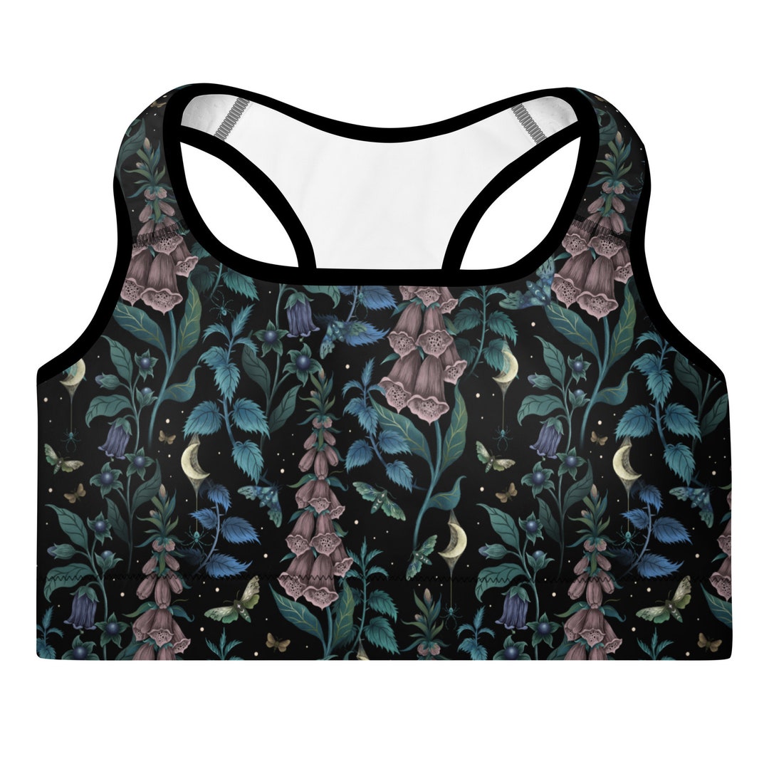 WITCH GARDEN Sports Bra Mystical Yoga Top With Moon Moth and - Etsy
