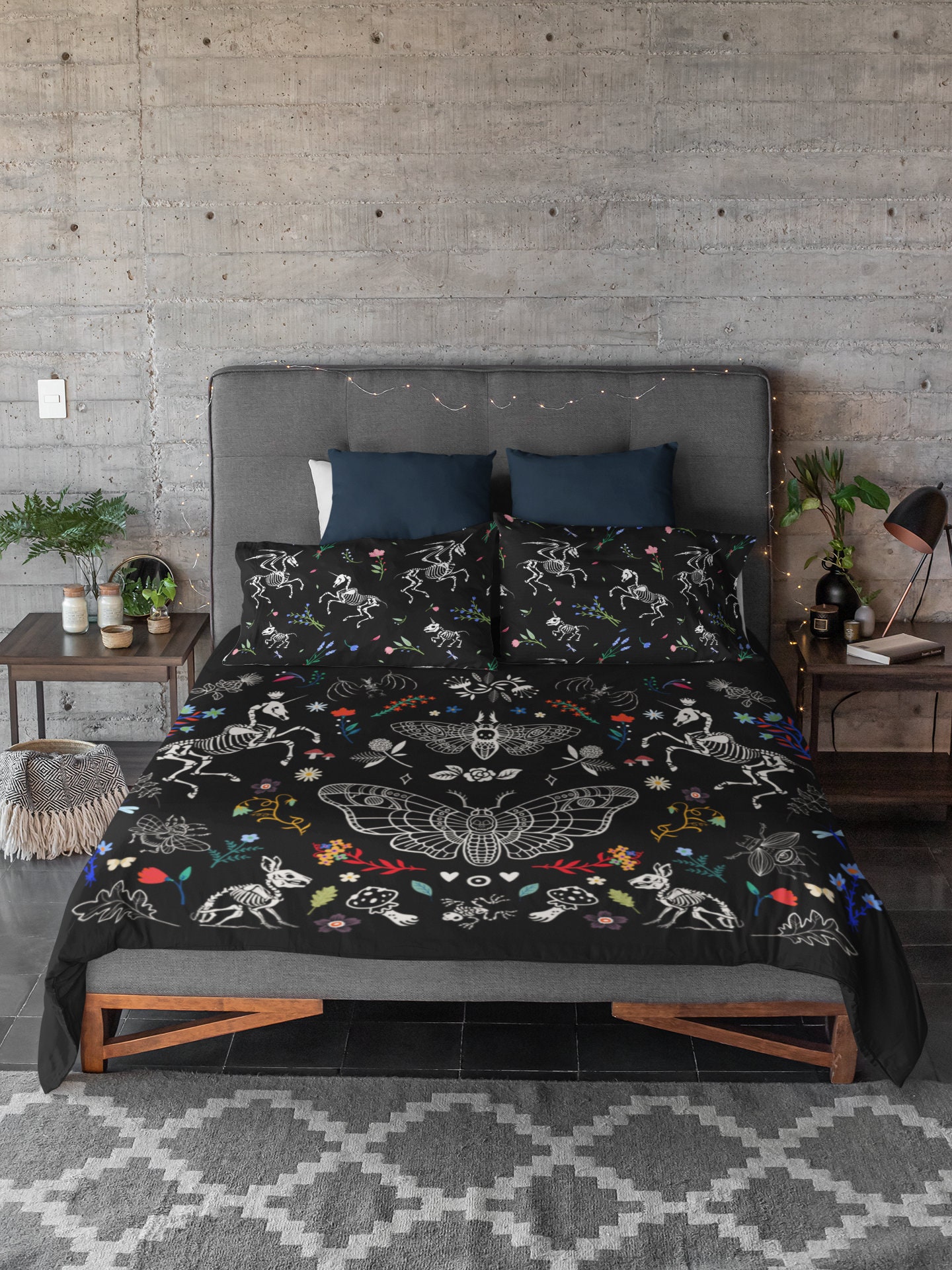WITCHY FOREST Sherpa Blanket, Witchcore Throw Blanket, Skeletons and ...