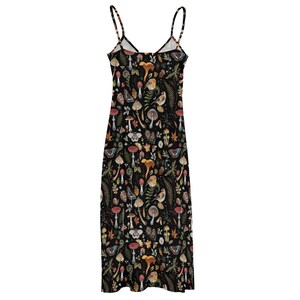 ENCHANTED FOREST Sling Dress With Birds Mushrooms Fern and Plants Print ...