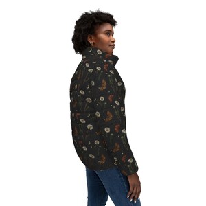 FALL Inspired Women Puffer Jacket With DAISIES & MOTH Print, Mystical ...