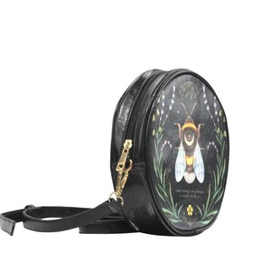 FLORAL BEE MYSTICAL Celestial Round Crossbody Bag, Black Messenger Bag ...