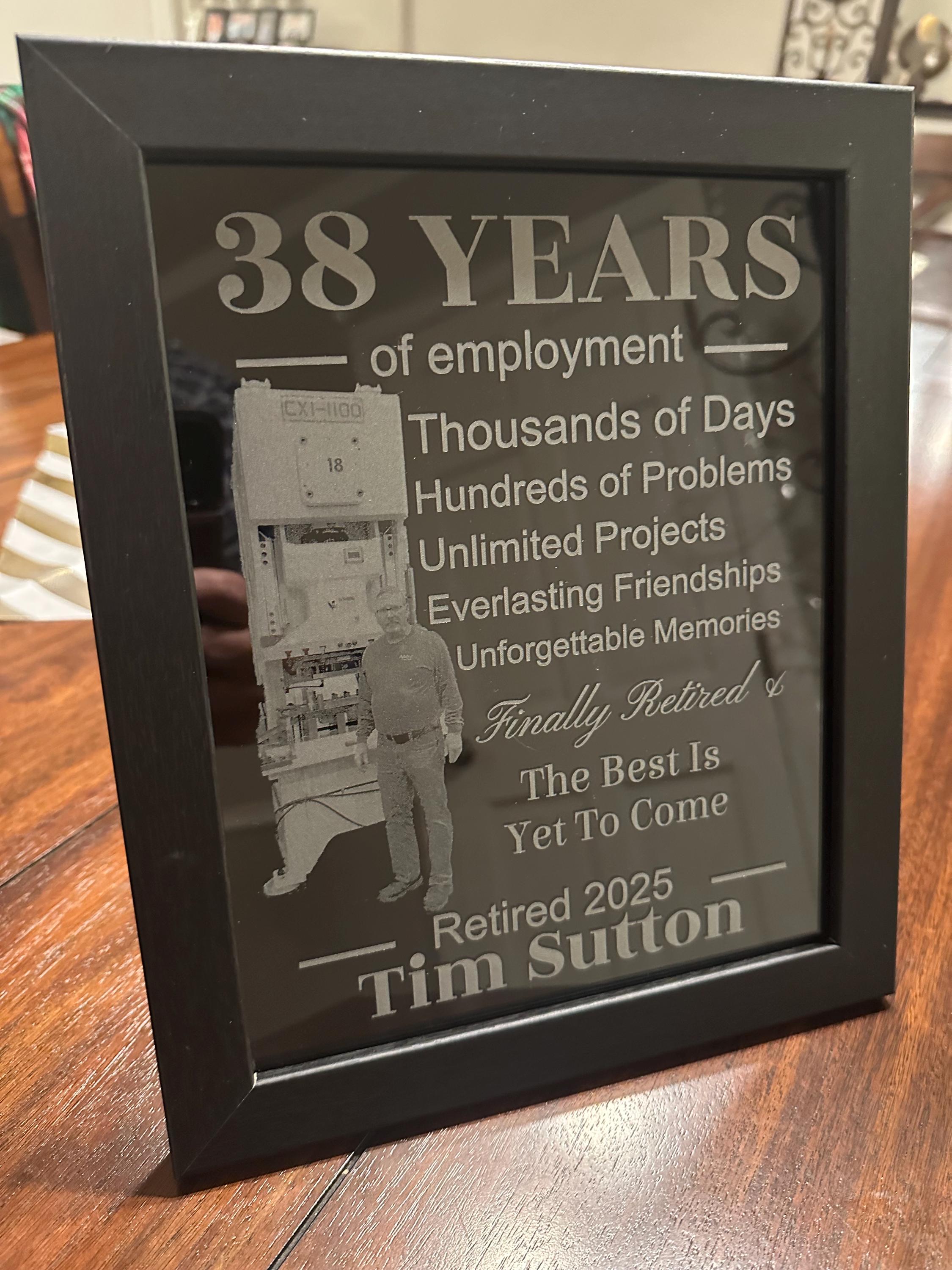 Retirement Plaque Etched Glass Customizable - Etsy