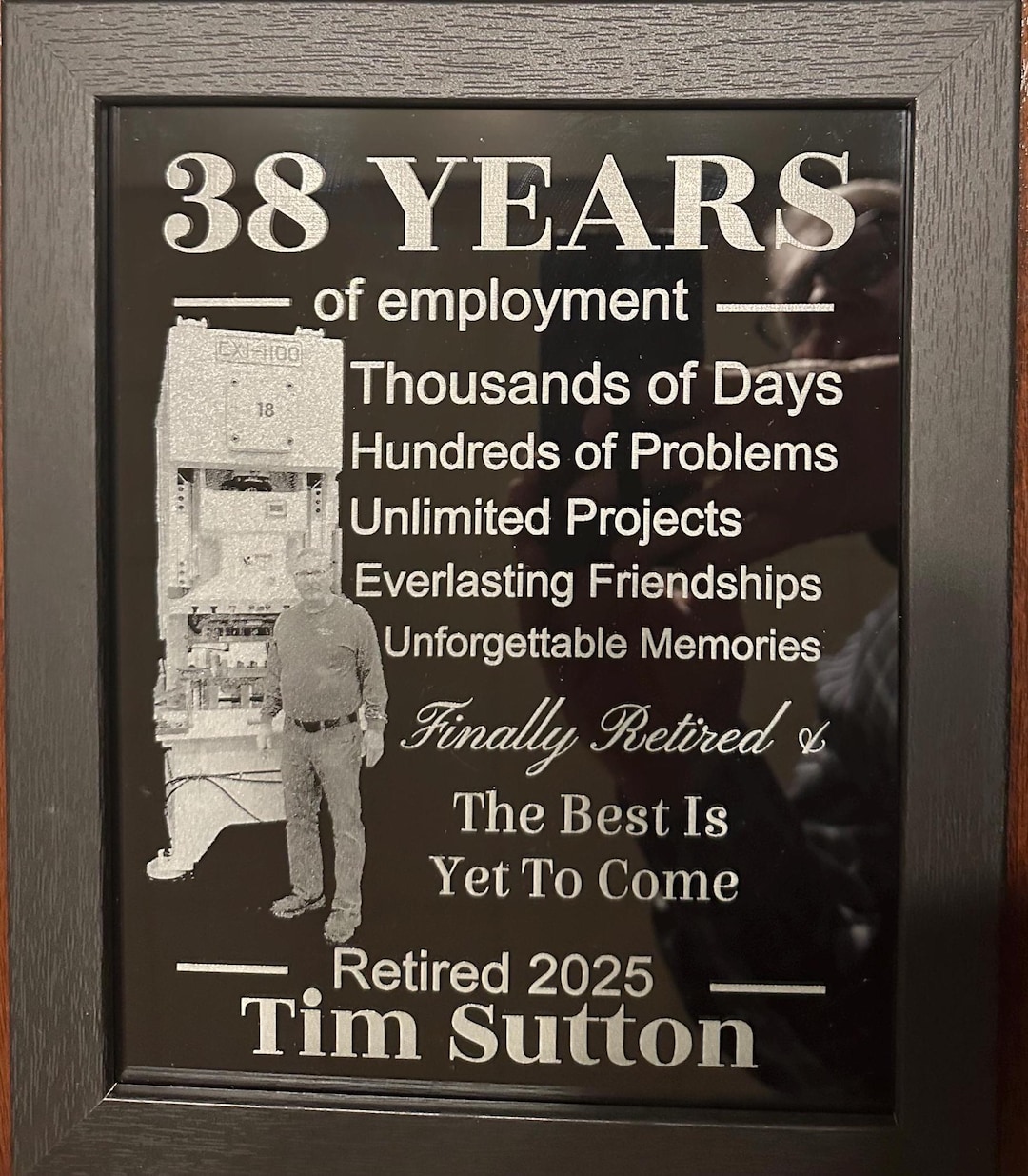Retirement Plaque Etched Glass Customizable - Etsy