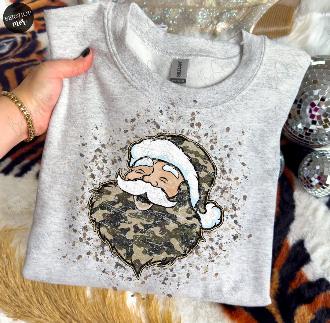 Camo Christmas Design PNG, Santa Shirt PNG, Sublimation Design, Merry ...