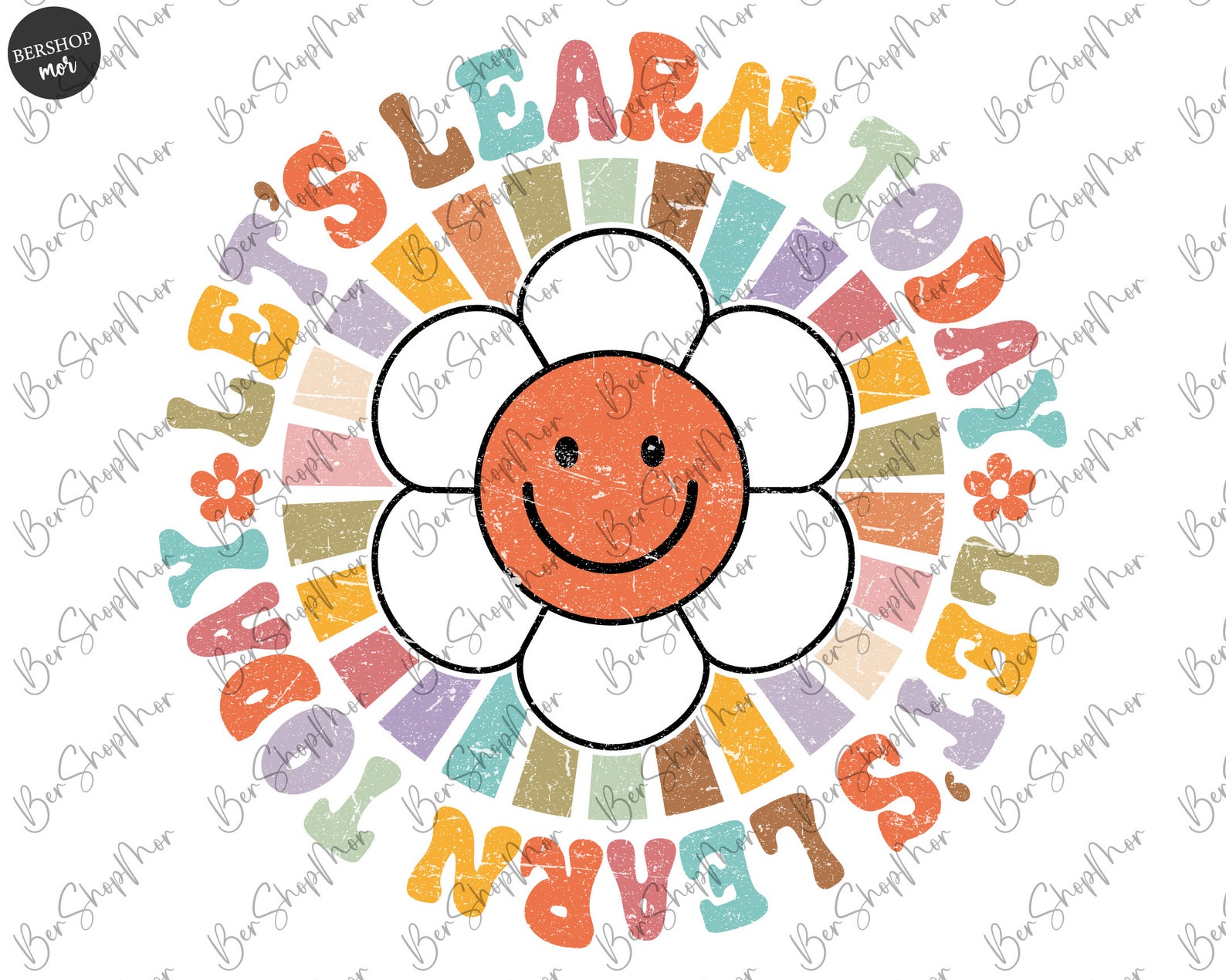 Daisy Flower Teacher PNG Retro Sublimation Let's Learn - Etsy
