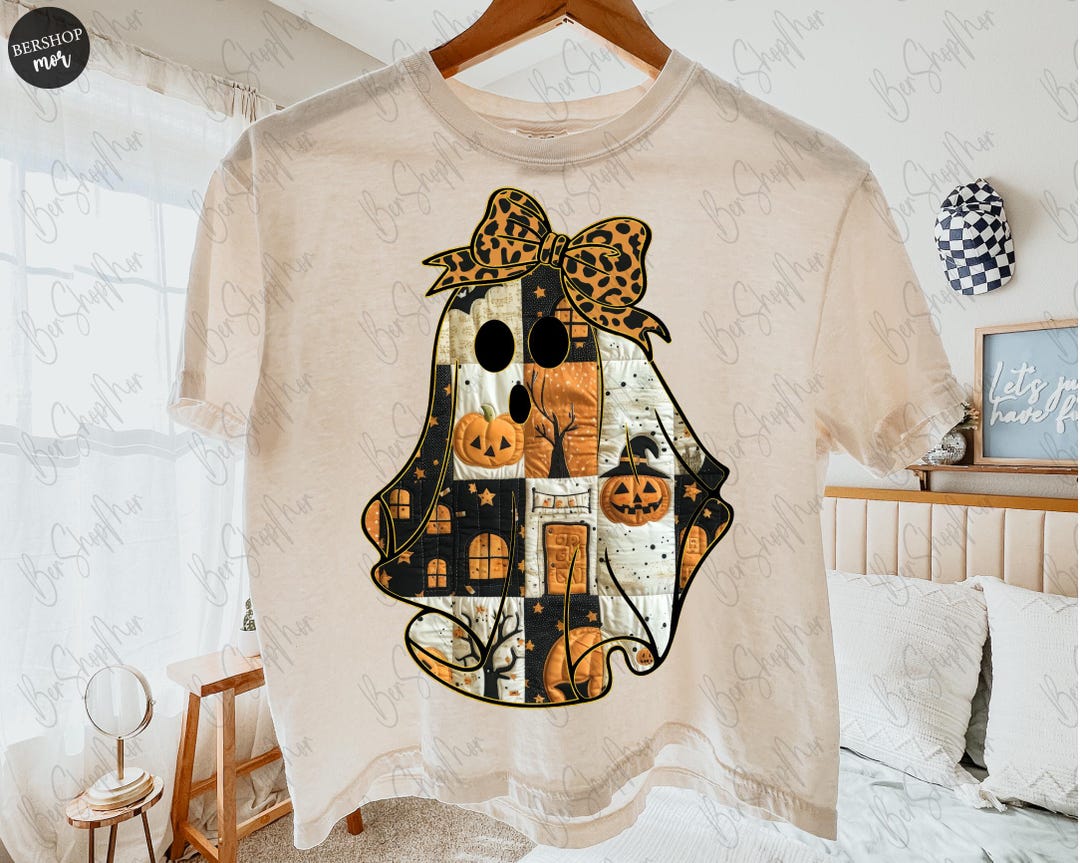Preppy Patchwork Boo Png, Preppy Spooky Png, Coquette Halloween Png ...