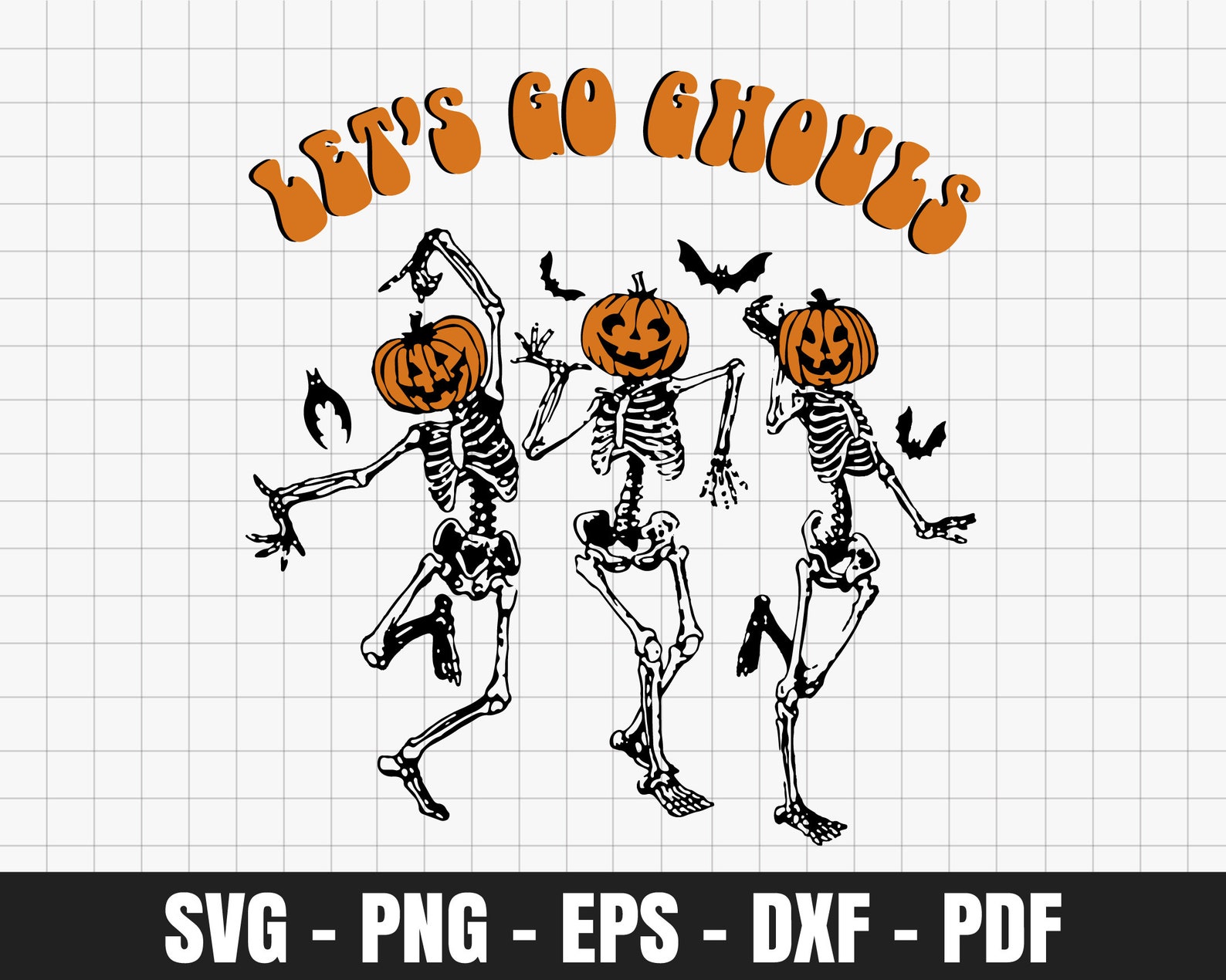 Let's Go Ghouls Png, Skeleton Halloween PNG, Dancing Skeleton Png ...