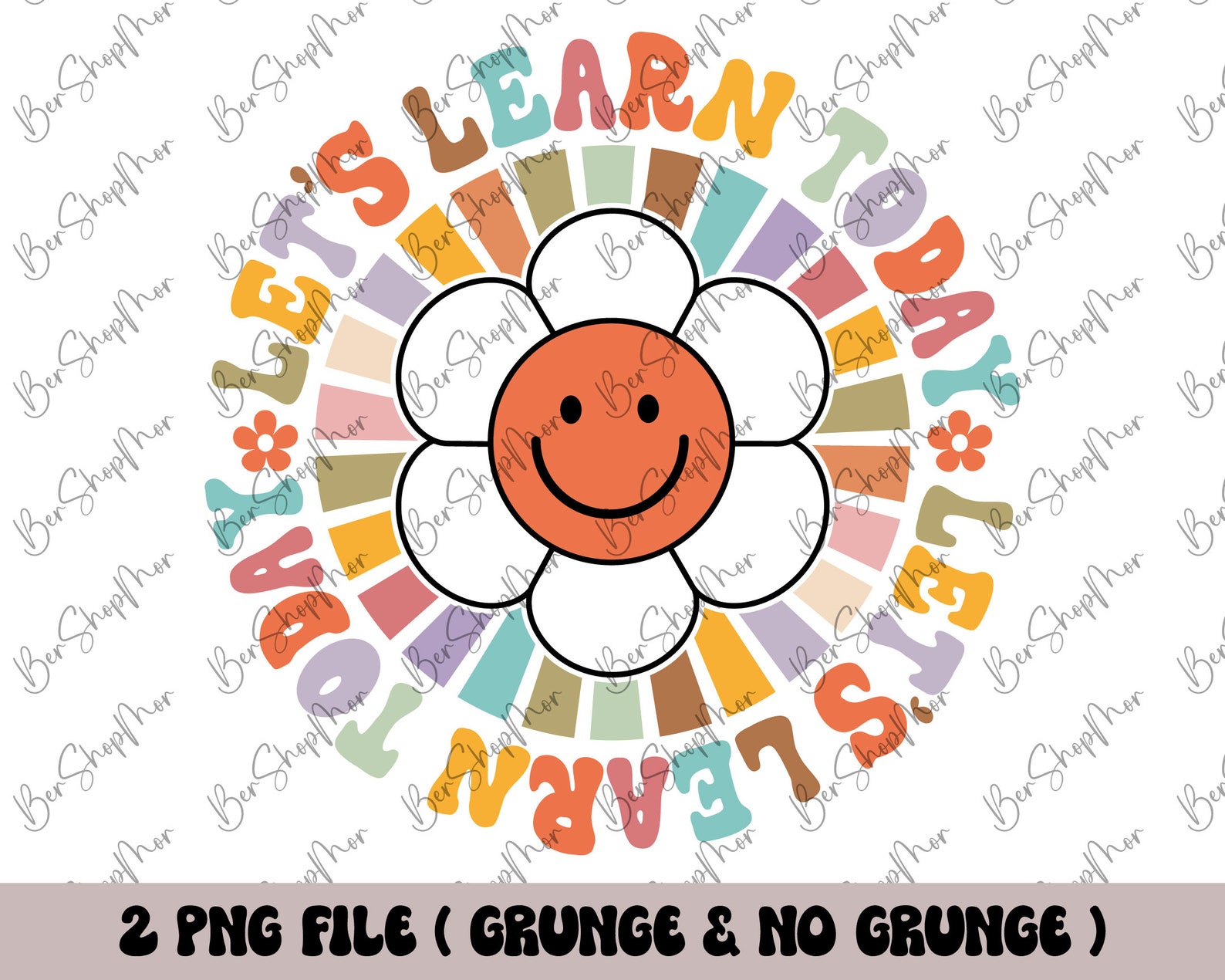 Daisy Flower Teacher PNG Retro Sublimation Let's Learn - Etsy