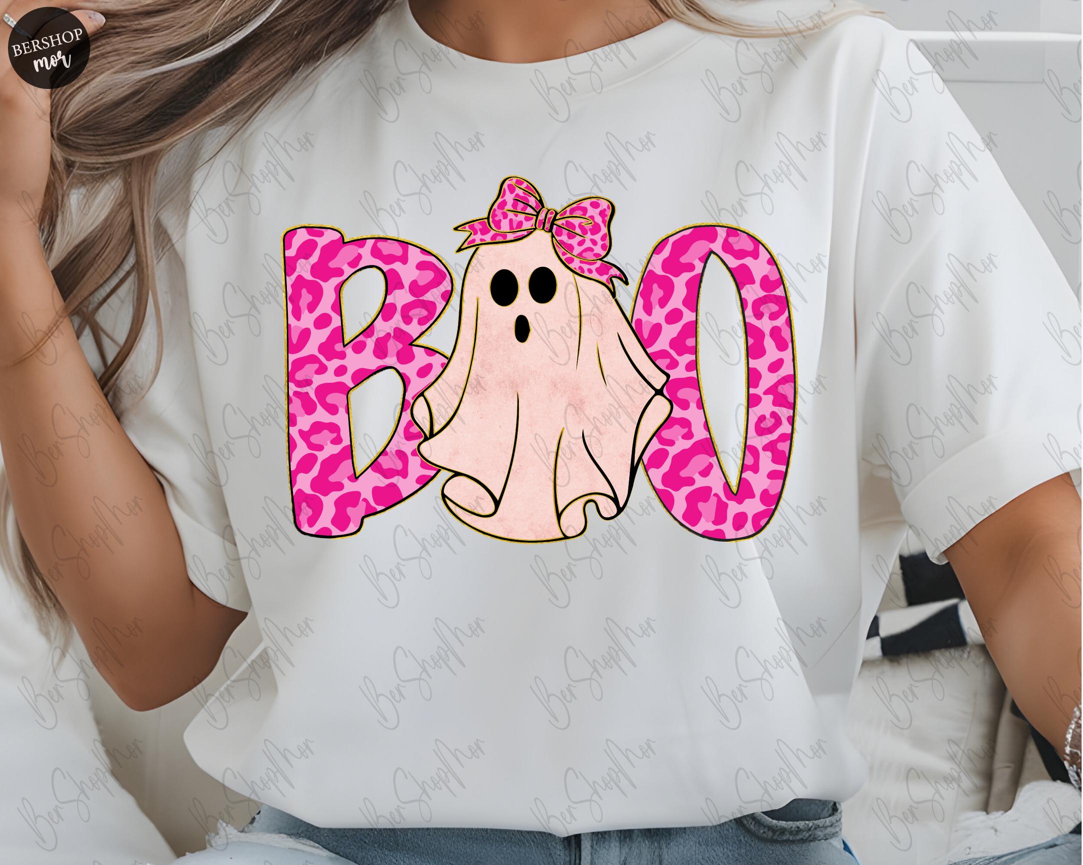 Preppy Pink Leopard Boo Png, Preppy Spooky Png, Coquette Fall Pumpkin ...