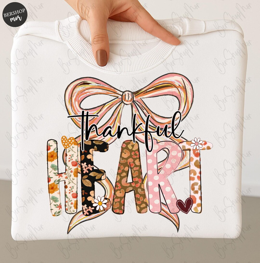 Thankful Heart PNG, Give Thanks Coquette PNG, Fall Coquette PNG ...