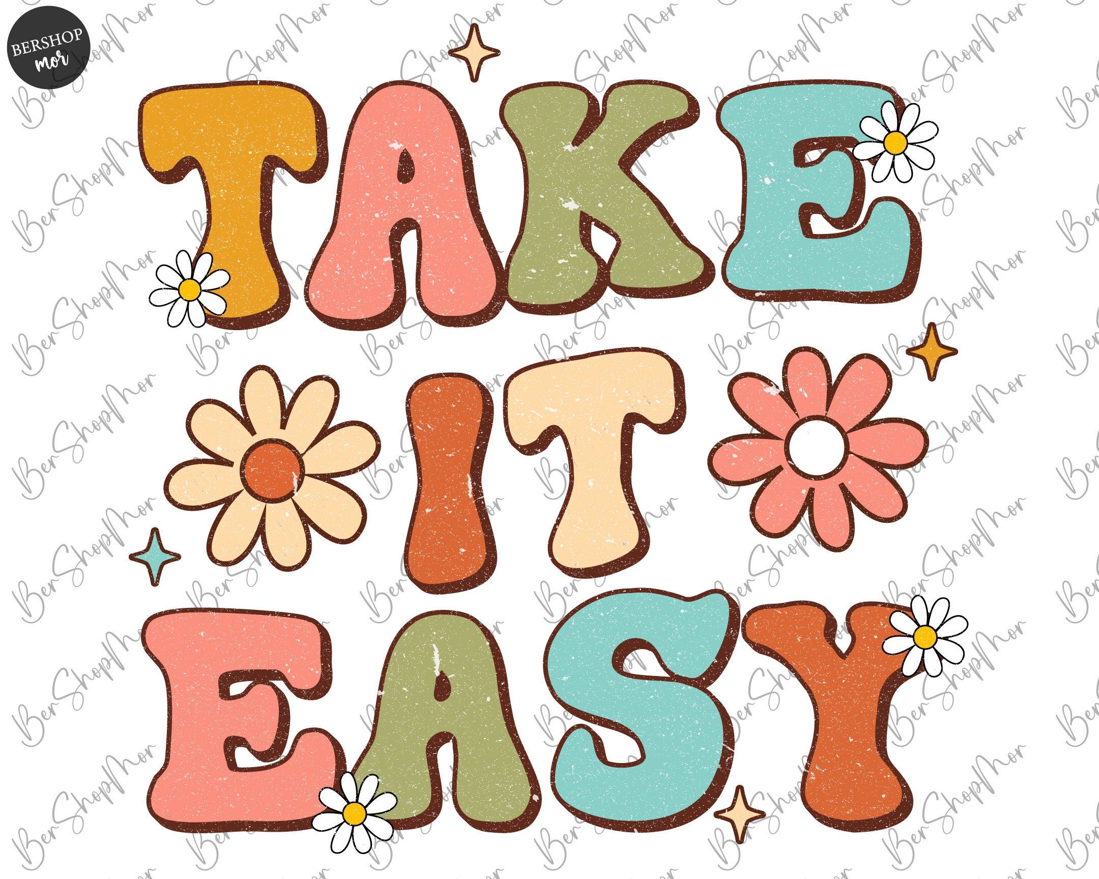 Take It Easy PNG Retro PNG Sublimation Vintage Motivational - Etsy