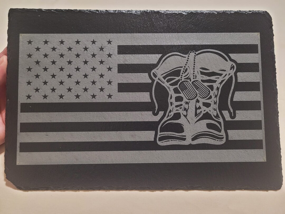 American Flag on Slate With Military Theme - Etsy
