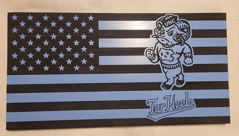 UNC Tarheels Themed Wooden Flag - Etsy