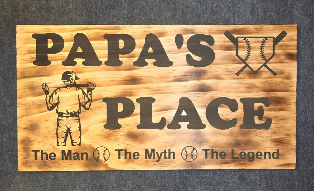 Baseball Themed Papa Place Wooden Sign - Etsy