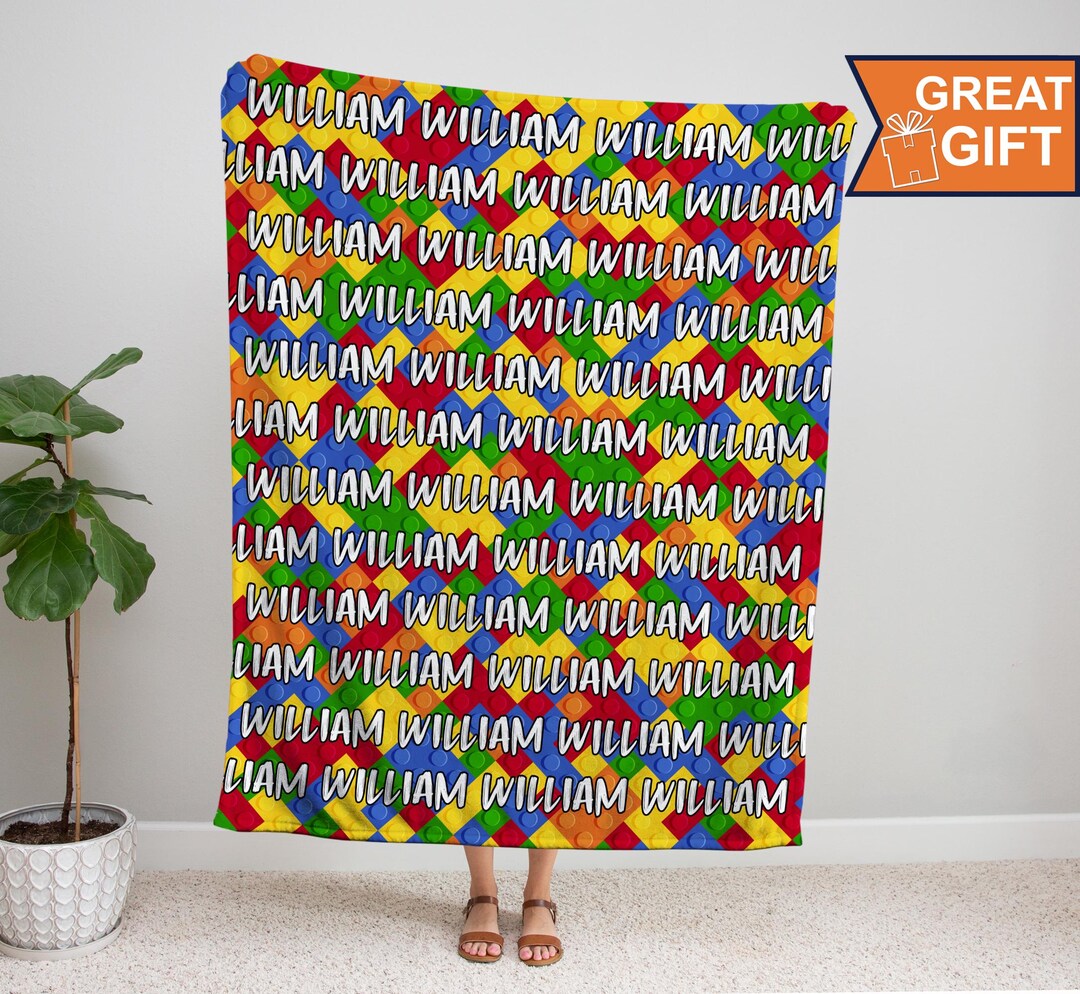 Building Blocks Blanket Personalized With Name, Toy Bricks Birthday ...
